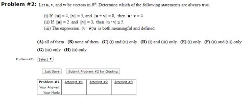 Solved Problem Let U V And W Be Vectors In R Chegg