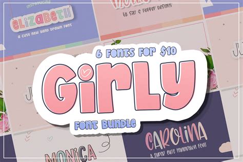 The Girly Font Bundle Font Bundles Girly Fonts Craft Fonts By Salt