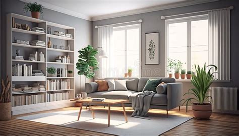 Welcoming Living Room Luxurious Couch Refined Table And Vibrant Color