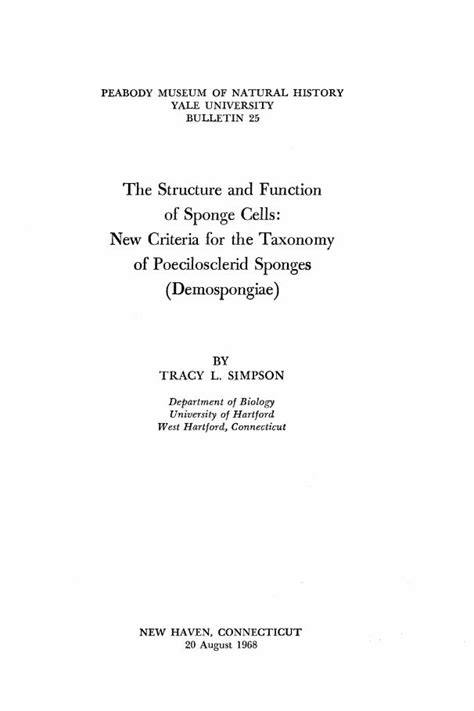 Pdf The Structure And Function Of Sponge Cells New