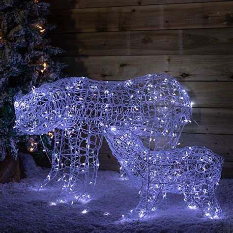13m Light Up Soft Acrylic Christmas Polar Bear And Cub With 300 Multi
