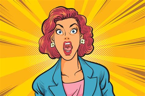 Comic Beautiful Surprised Woman Royalty Free Vector Image