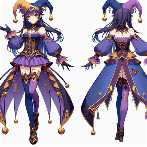 Jester Outfit Female Fantasy Jester Outfit Vtuber Anime Character