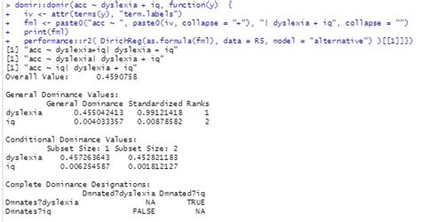 R Dominance Analysis With Dirichlet Regression Error Related To