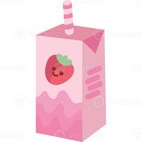 A Strawberry Milk Carton With A Strawberry Face 49028539 Png