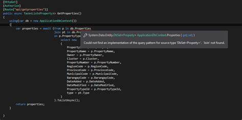 Entity Framework Could Not Find The Implementation Of The Query