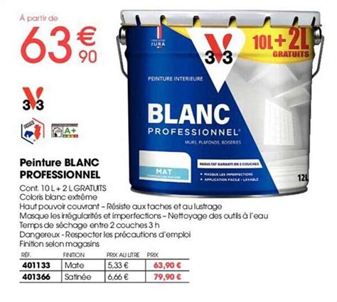 Promo Peinture Blanc Professionnel V33 Chez Brico Pro Icataloguefr