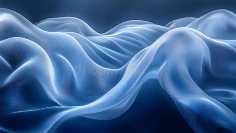 Abstract Blue Gradient Wavy Background With Soft Light Smooth Flow Stock Illustration