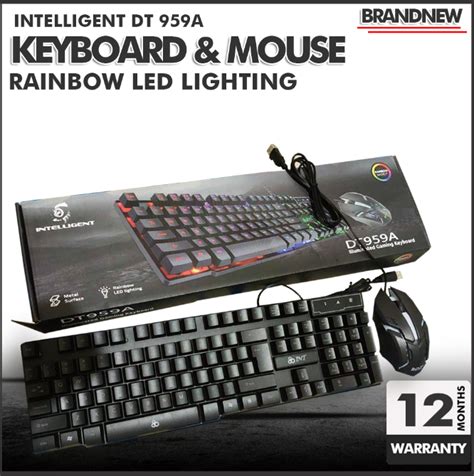 Intelligent Dt 959a Illuminated Gaming Keyboard With Mouse Usb 2 0 Plug Type Rgb Lighting