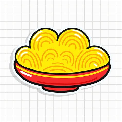 Premium Vector Cute Plate Of Spaghetti Sticker Character