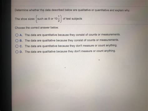 Solved Determine Whether The Data Described Below Are