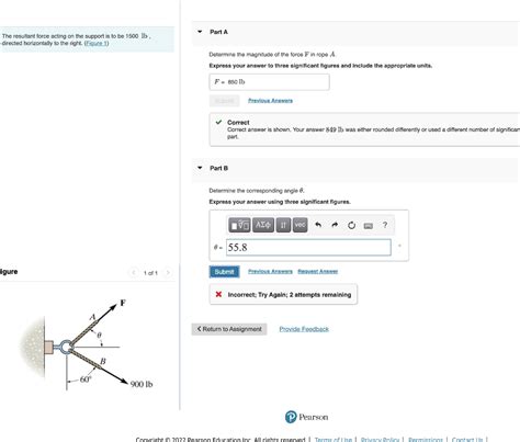 Solved The Resultant Force Acting On The Support Is To
