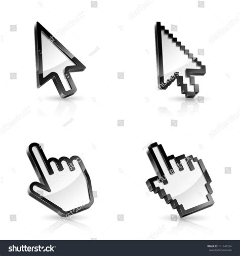 Vector Illustration Four Types Mouse Pointers Stock Vector Royalty