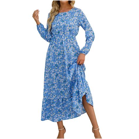 Drses Womens Casual Dresses Winter Long Sleeve Smocked Bodice And