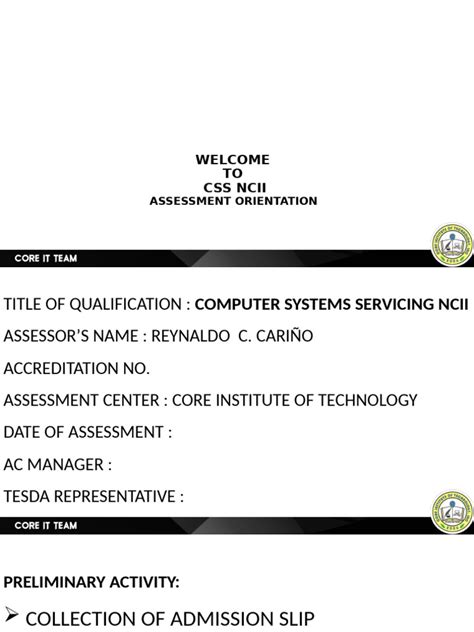 Css Assessment Orientation Guide Pdf Computer Network Computing