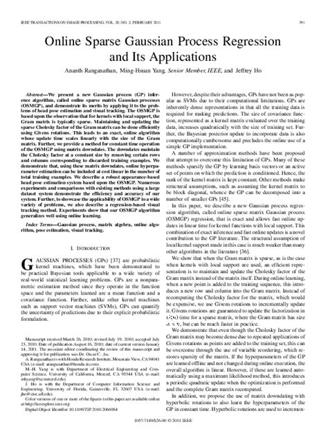 Pdf Online Sparse Gaussian Process Regression And Its Applications