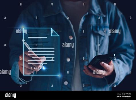 Electronic Signature Business Concept Business People Are Electronic Signing Investment