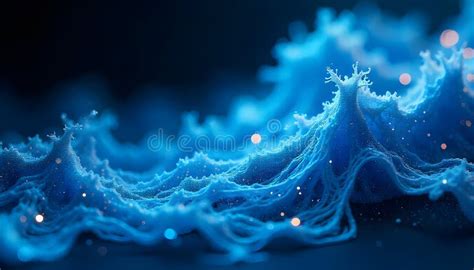 Abstract Blue Ocean Waves Digital Art 3D Render Oceanic Texture