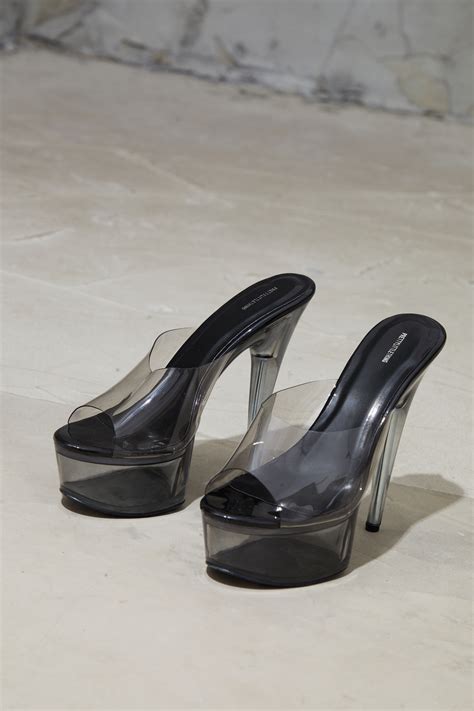 Black Clear Extreme Platform Mule Heels Prettylittlething