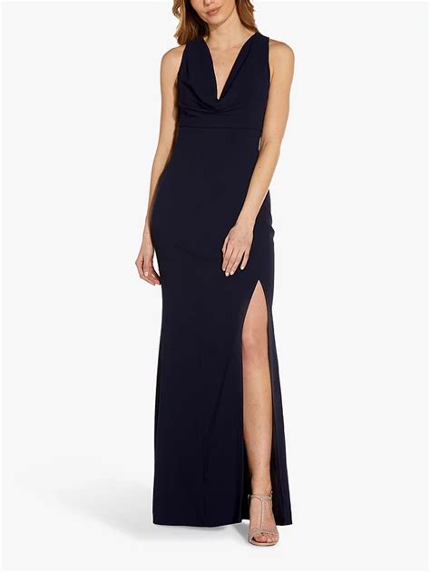 Adrianna Papell Cowl Neck Crepe Dress Midnight At John Lewis And Partners