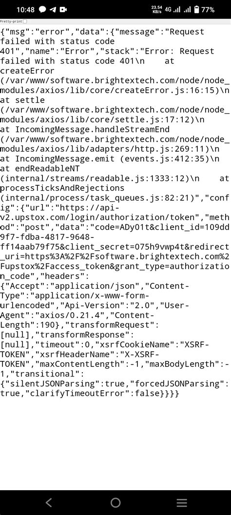 Error Request Failed With Status Code 401 Developer Api Upstox Community