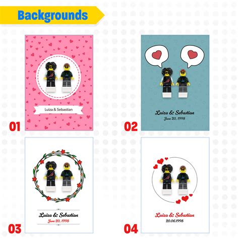 Couple In Love Frame Personalized Figures From Lego Parts