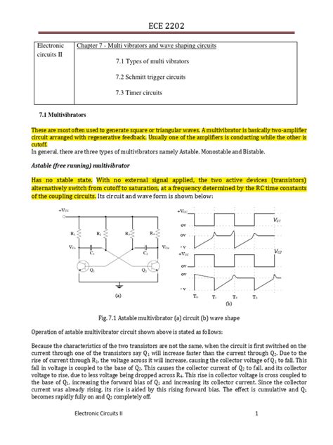 Chapter 7 Multi Vibrators And Wave Shaping Circuits Pdf Science