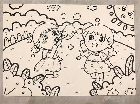 吹泡泡简笔画 简单又漂亮又好看（高清15张） 简笔画图片大全