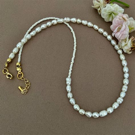 Dainty Pearl Necklace Freshwater Pearl Necklace Rice Pearl Necklace