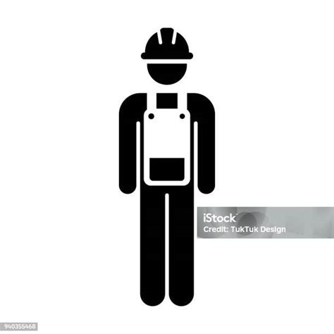 작업자 아이콘 벡터 남성 서비스 사람 Hardhat 헬멧과 재킷 문양 그림 기호에 건설 노동자를 건물의 건설업자에 대한 스톡