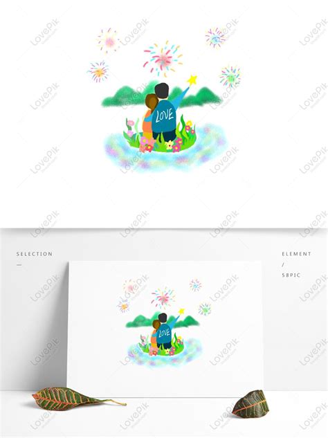 불꽃 놀이 원래 그림 디자인 요소를보고 중국 발렌타인 데이 커플 일러스트 Png 및 벡터 이미지 무료 다운로드 Lovepik