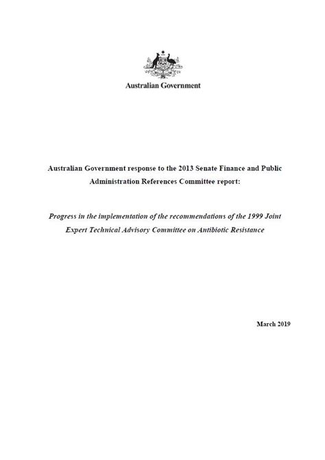 Australian Government Response To The Senate Finance And Public