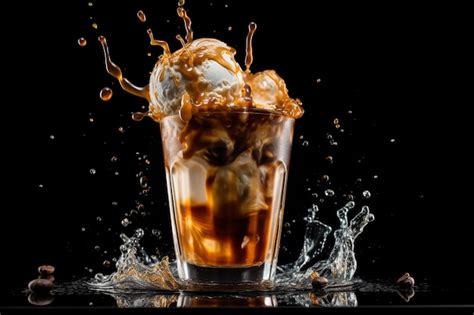 Premium Photo Photo A Glass Of Iced Coffee With Ice Cream And A
