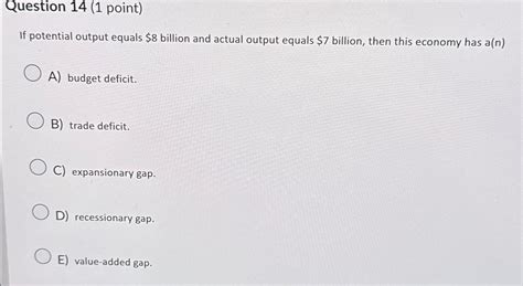 Solved Question 14 1 ﻿pointif Potential Output Equals 8
