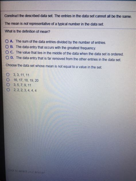 solved construct the described data set the entries in the
