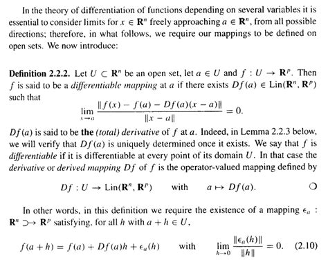 The Differentail Derivative In Multivariable Analysis