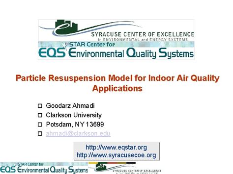 Particle Resuspension Model For Indoor Air Quality Applications