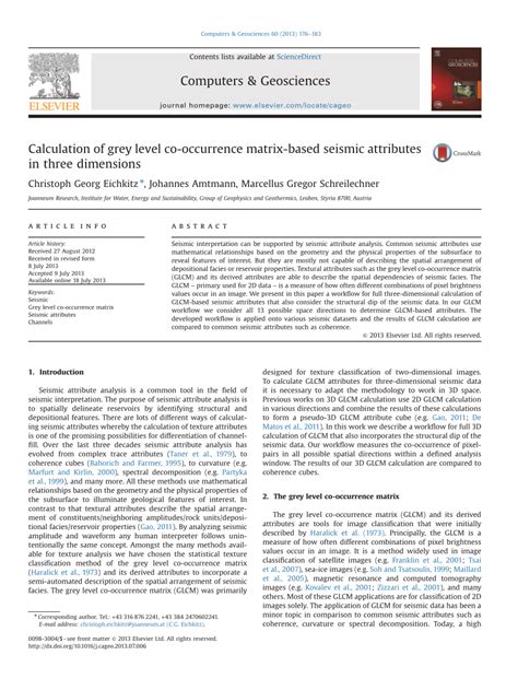PDF Calculation Of Grey Level Co Occurrence Matrix Based Seismic
