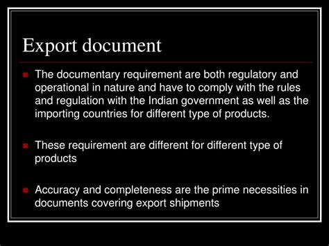 Ppt Export Documentation Powerpoint Presentation Free Download Id