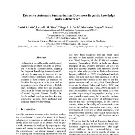 Extractive Automatic Summarization Does More Linguistic Knowledge Make A Difference Acl