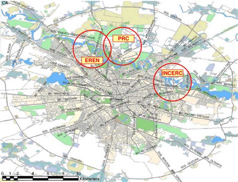Location Of The Arrays For Microtremor Observation In Bucharest