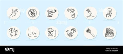 Insect Allergy Set Icon Mosquito Bite Bug Stop Pet Danger Repellent