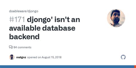 Djongo Isnt An Available Database Backend · Issue 171 · Doableware