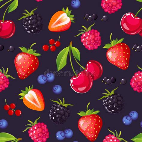 Vector Seamless Berries Pattern Stock Vector Illustration Of