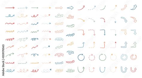 手書きの矢印のイラストのセット／シンプル／かわいい／おしゃれ Stock ベクター Adobe Stock