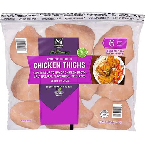 Members Mark Nae Boneless Skinless Chicken Thighs Frozen 6 Lbs