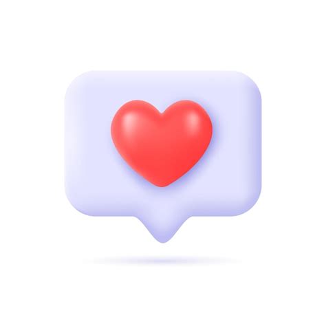 premium vector 3d icon message dialog button with red heart in