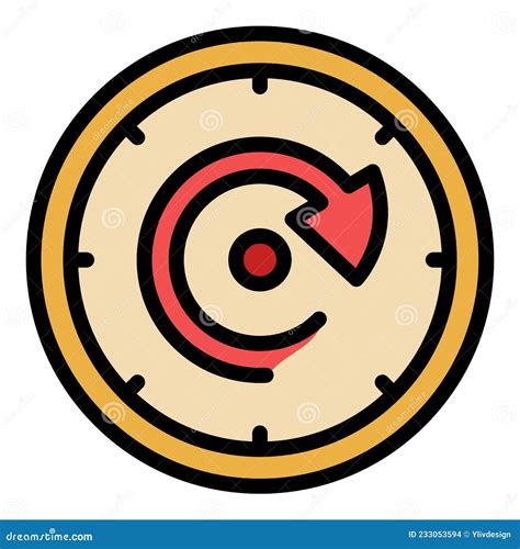 Clock And Circular Arrow Icon Color Outline Vector Stock Vector