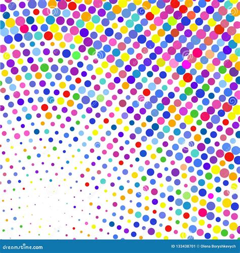 O Fundo De Pontos Coloridos De Tamanhos Diferentes Tem Um Centro Deslocado No Branco Ilustração