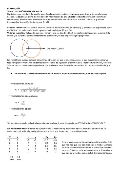 Psicometría TEMA B Apuntes psicometria usc PSICOMETRÍA TEMA RELACIÓN ENTRE VARIABLES